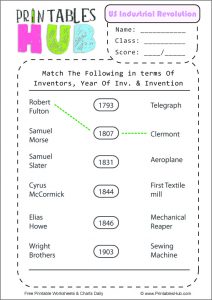 Free Printable American Industrial Revolution Worksheets [PDF ...