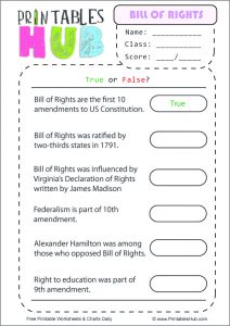Free Printable Bill Of Rights Worksheets [PDF] - Printables Hub