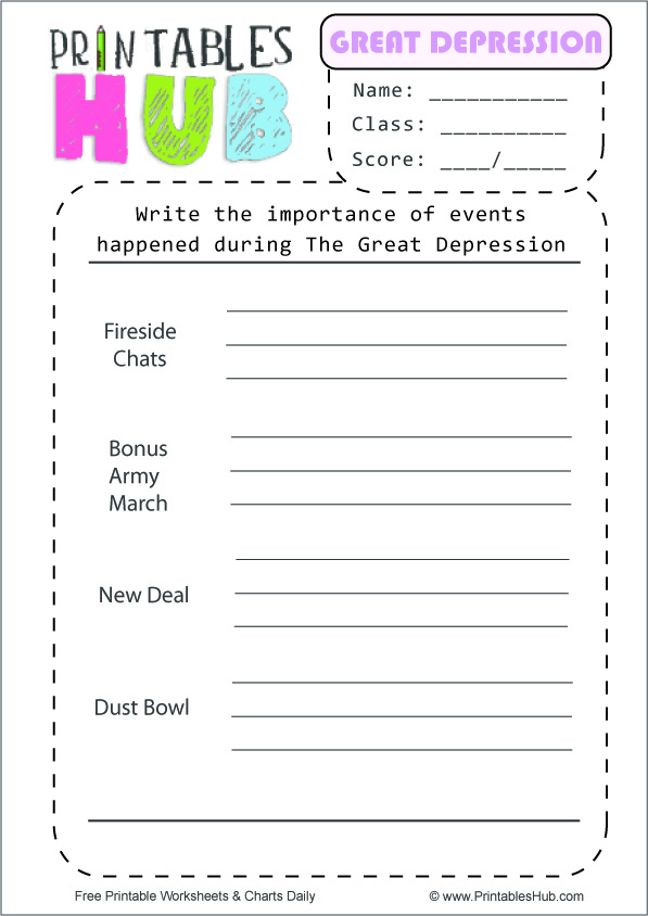 Free Printable The Great Depression Worksheets [PDF] - Printables Hub