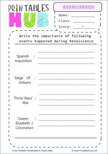 Free Printable Renaissance Worksheets for High School [PDF ...