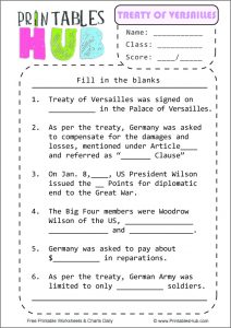 Free Printable Treaty of Versailles Worksheets [PDF] - Printables Hub