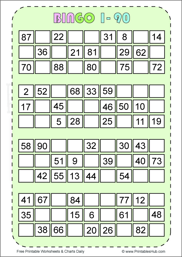 Printable Bingo Cards 1 90 Printable Word Searches