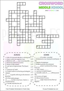 Free Printable Middle School Crossword Puzzles [PDF] - Printables Hub