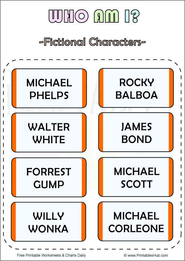 Free Printable Who/What am I? Game Cards [PDF] - Printables Hub