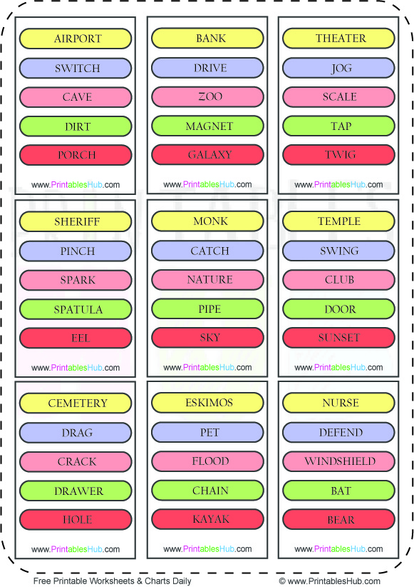 Free Printable Pictionary Words Category Cards PDF Printables Hub Free Printable Pictionary Words Category Cards PDF Printables Hub
