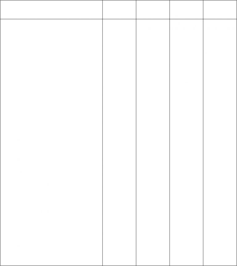 Blank 5 Column Chart Template