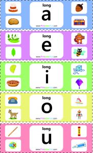 Free Printable Vowels Charts for kindergarten & preschool with pictures ...