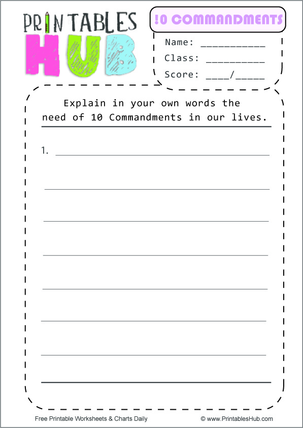 Free Printable 10 Commandments Worksheets [PDF] - Printables Hub