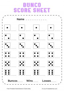 Free Printable Bunco Score Sheets + Table Tally Sheet [PDF ...