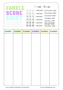 Free Printable Farkle Score Sheets [PDF] - Printables Hub