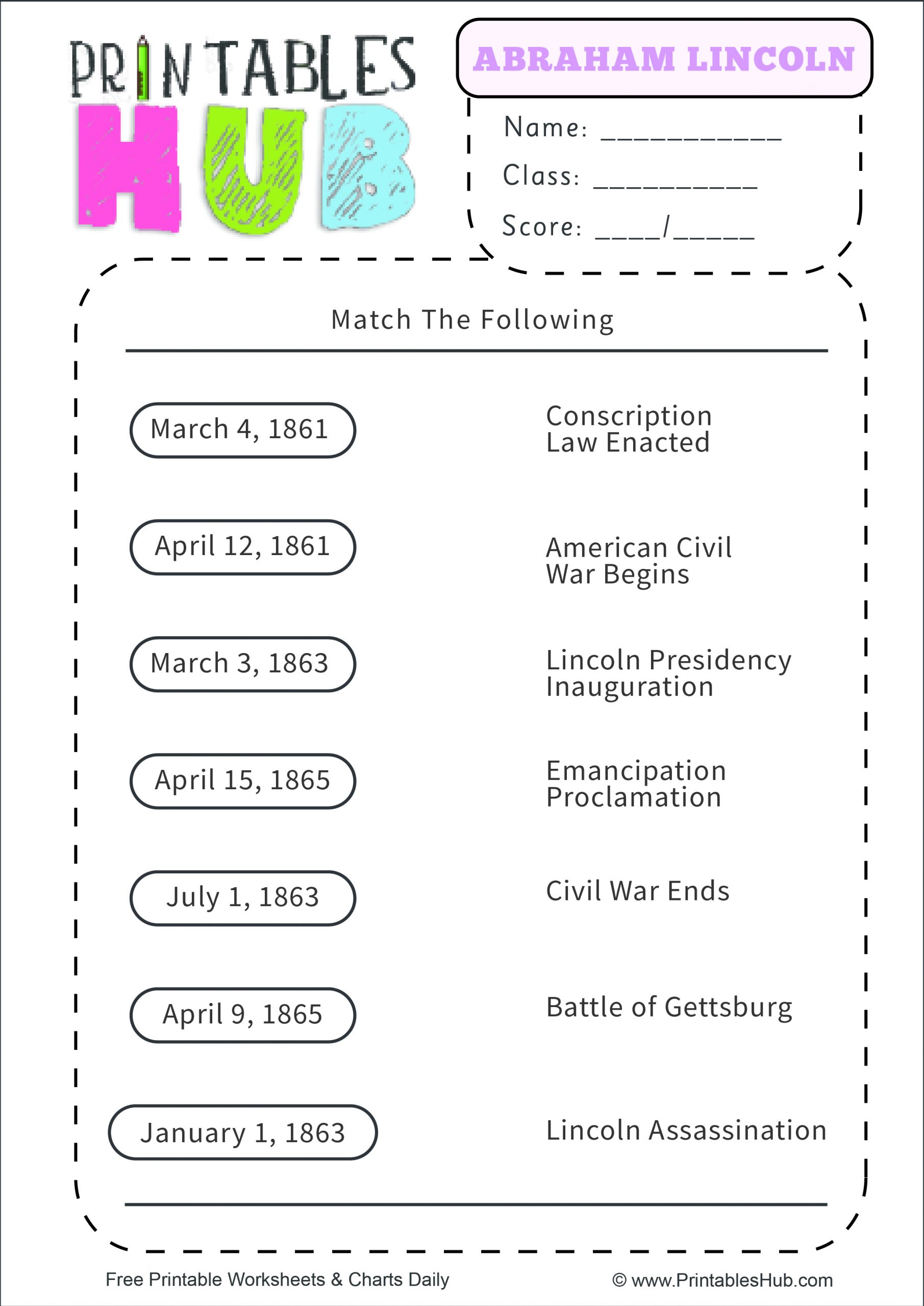 Free Printable Abraham Lincoln Worksheets [PDF] - Printables Hub