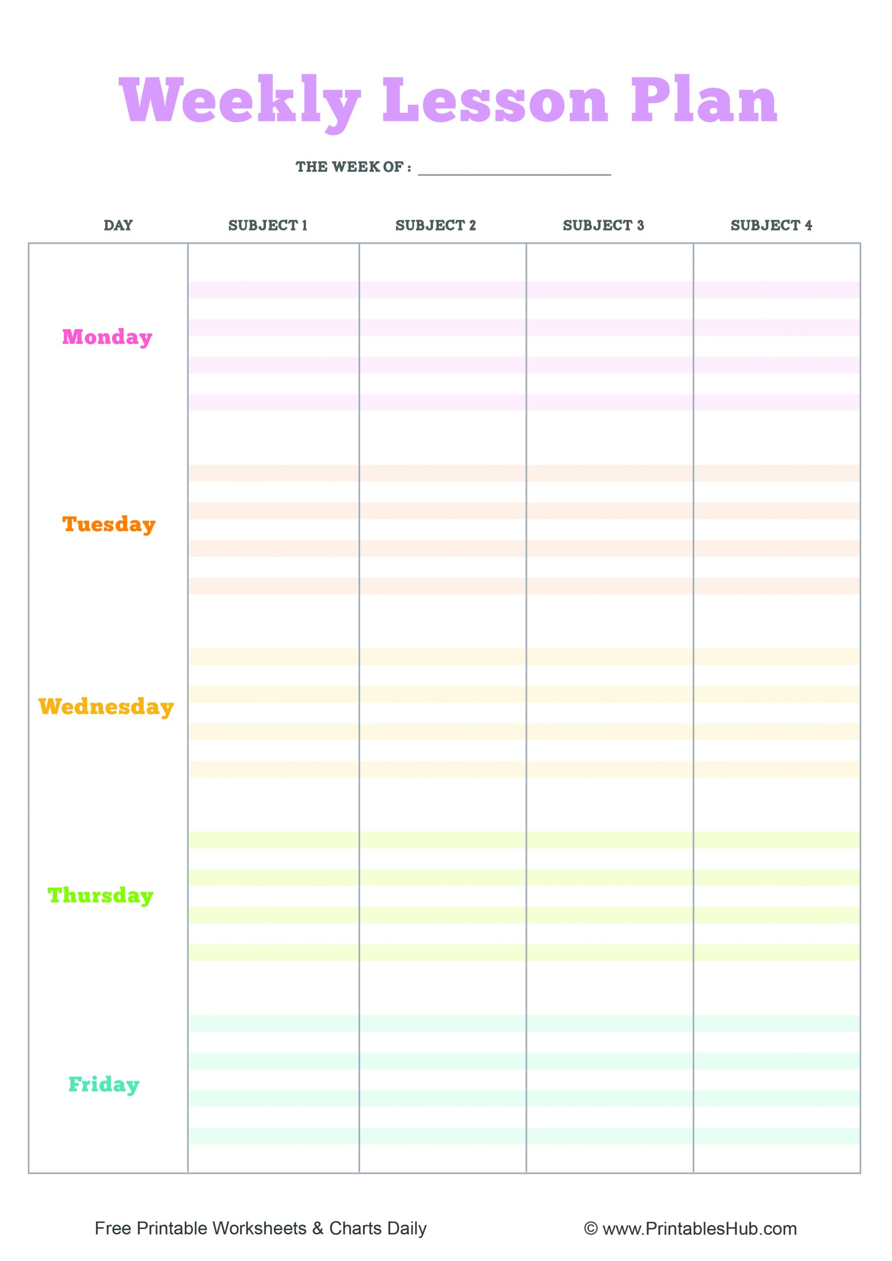 Weekly Lesson Plan Templates
