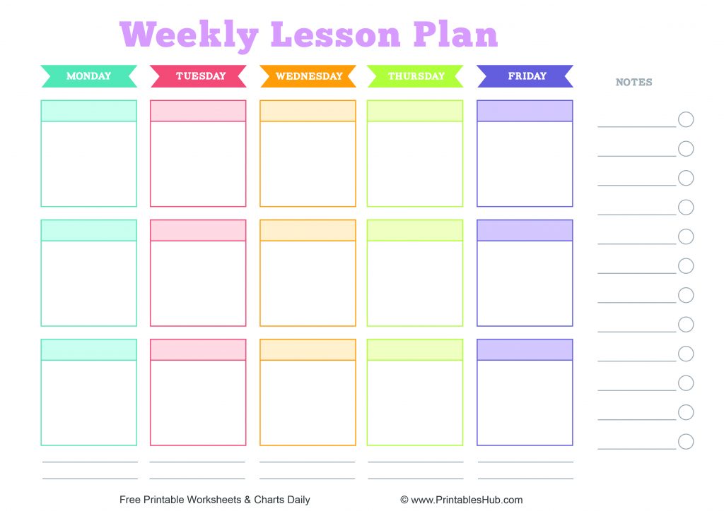 Free Printable Weekly Lesson Plans Template [PDF] + One Blank Format ...