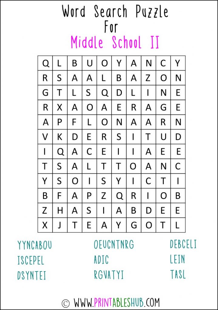 Free Printable Word Search Puzzles For Middle School [PDF] - Printables Hub