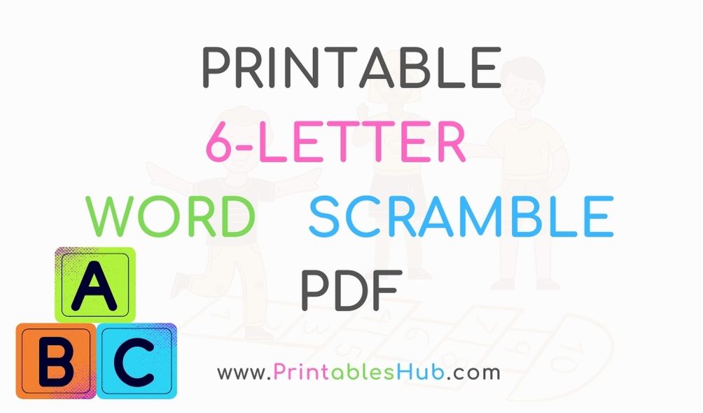 Free Printable 6 Letter Word Scramble With Answer Key PDF