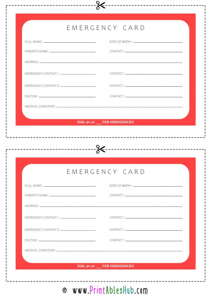 Free Emergency Card Template