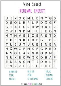 Free Printable Energy Word Search Puzzles With Answer Key [PDF ...