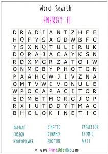 Free Printable Energy Word Search Puzzles With Answer Key [PDF ...