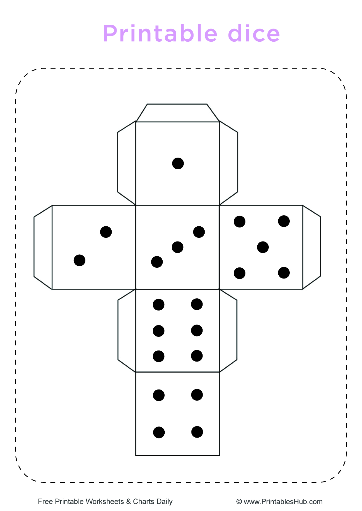 Free Printable Dice Template [PDF] (Blank and With Dots) - Printables Hub