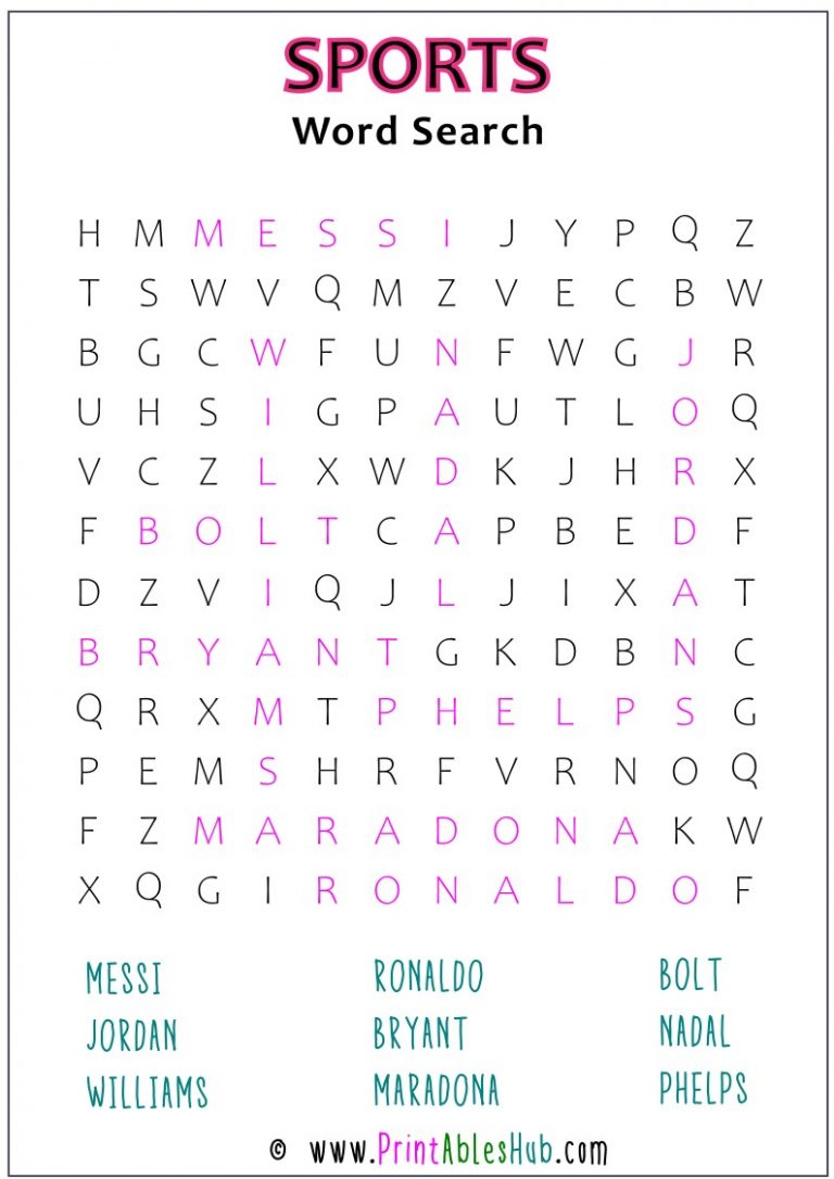 Free Printable Sports Word Search Puzzles With Answer Key PDF Free Printable Sports Word Search Puzzles With Answer Key PDF