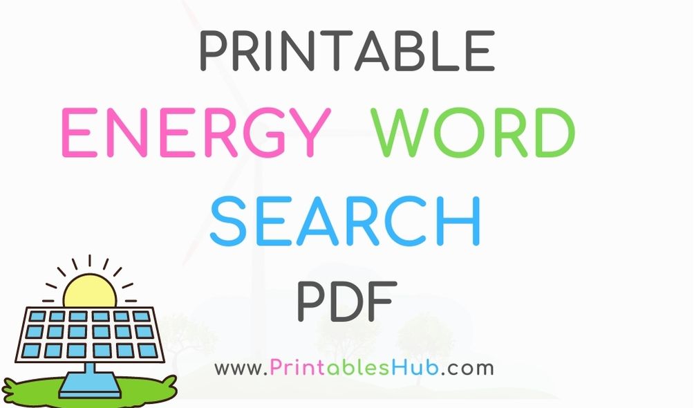 Free Printable Energy Word Search Puzzles With Answer Key PDF 