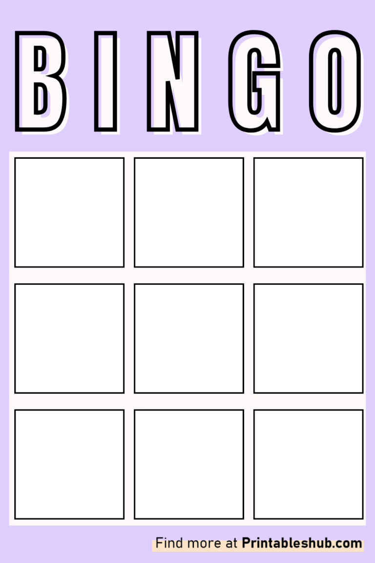 Free Printable Blank Bingo Cards Template [PDF] (3x3, 4x4,5x5)(2 Per ...