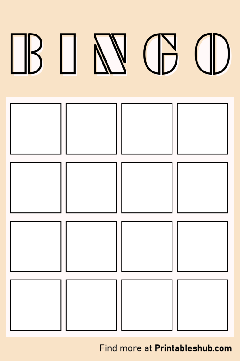 Free Printable Blank Bingo Cards Template [PDF] (3x3, 4x4,5x5)(2 Per ...