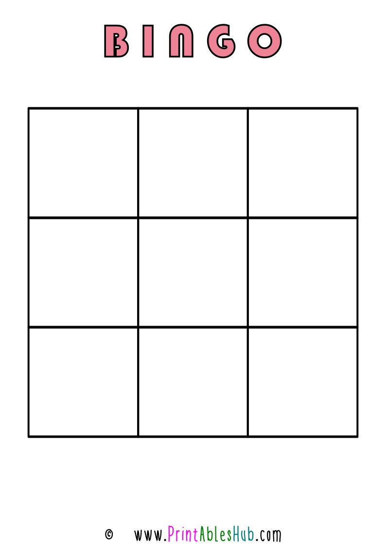 Free Printable Blank Bingo Cards Template PDF 3x3 4x4 5x5 2 Per Page 4 Per Page 