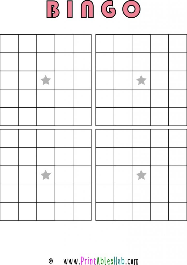 Free Printable Blank Bingo Cards Template PDF 3x3 4x4 5x5 2 Per 
