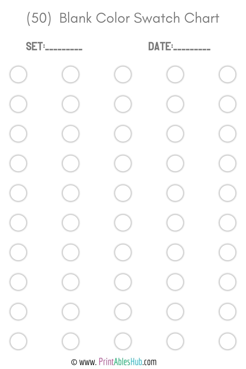 Free Printable (24, 50, 72, 80, 100, 120, 150, 168) Blank Color Swatch ...