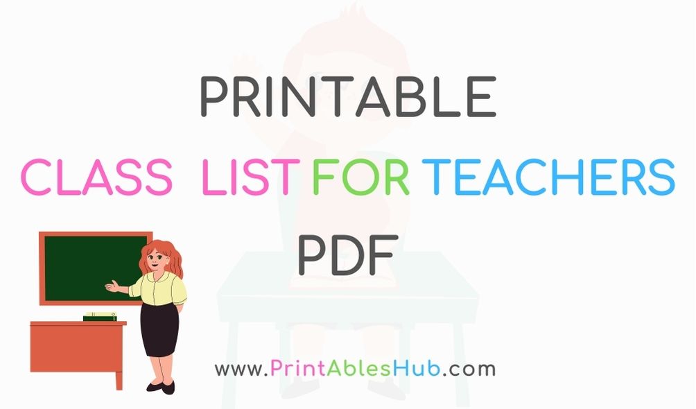 Free Printable Blank Class List Templates For Teachers [PDF ...