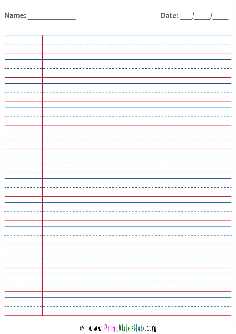 Free Printable Red And Blue Lined Handwriting Practice Papers [PDF ...