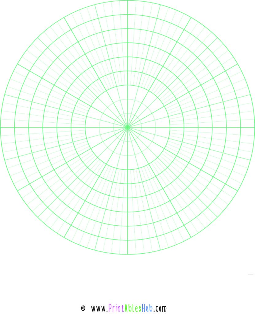 Free Printable Polar Graph Paper Templates [PDF] {Simple, Degree ...