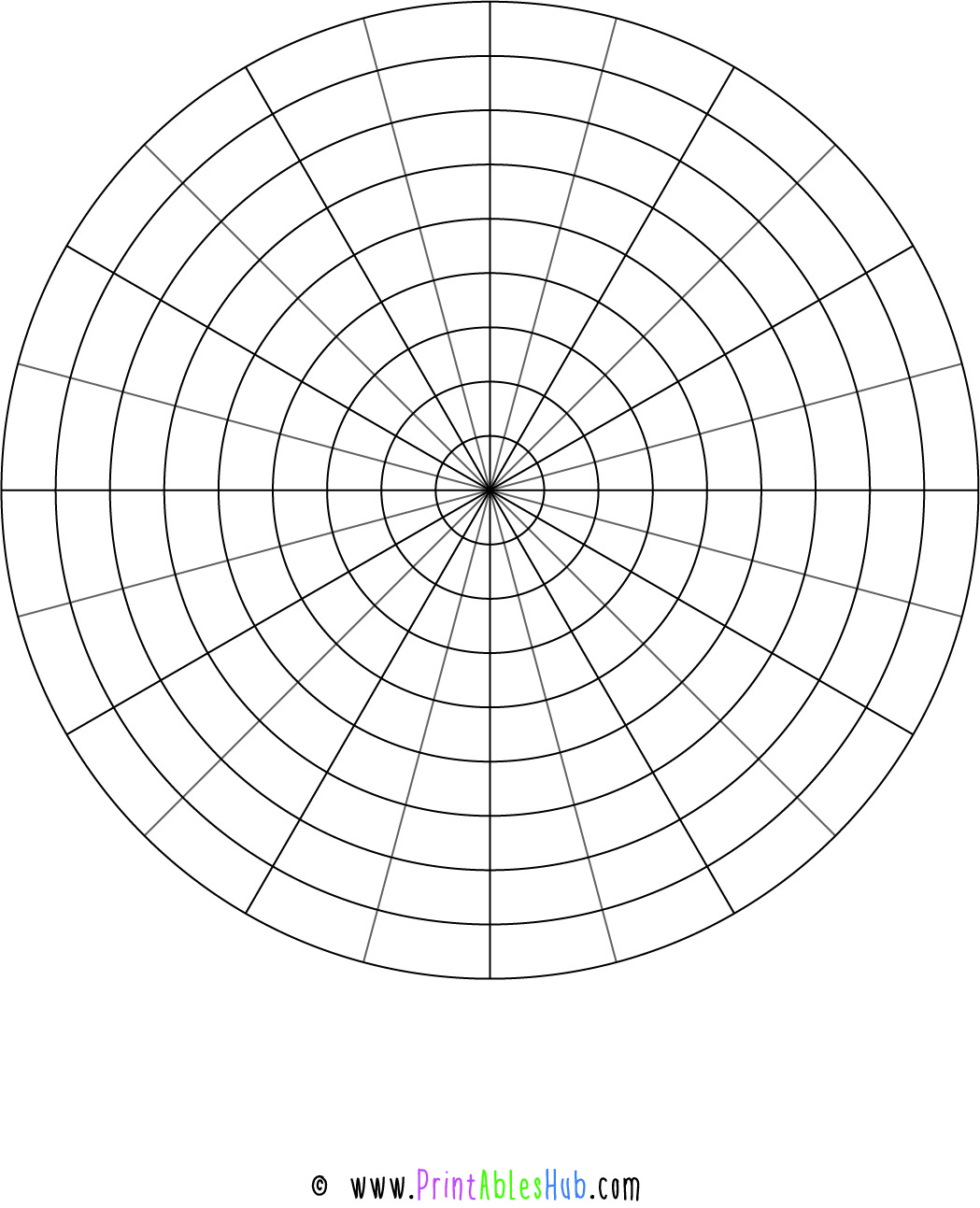 Free Printable Polar Graph Paper Templates [PDF] {Simple, Degree ...