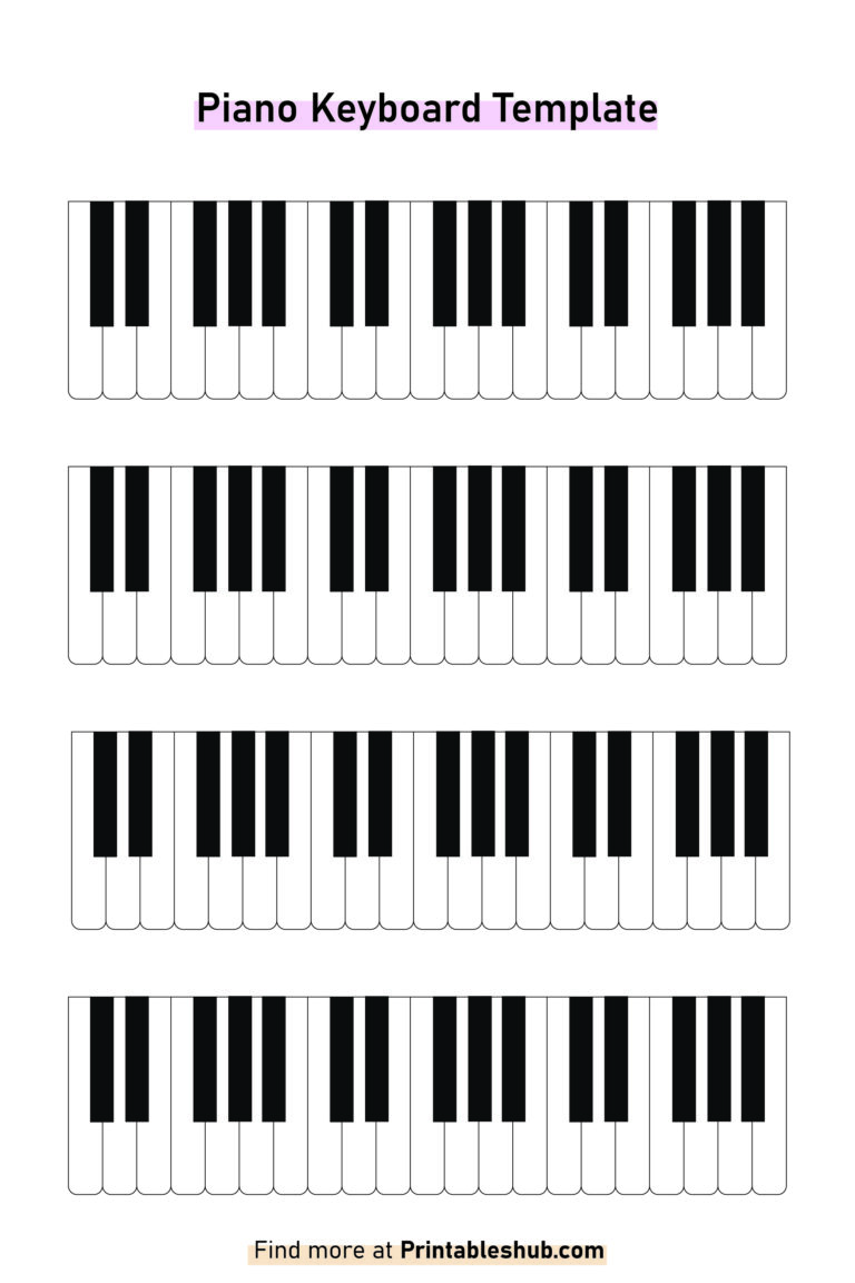Free Printable Blank Piano Keyboard Templates [PDF Included ...