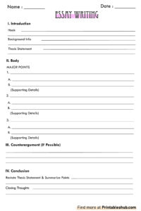 Free Printable Essay Writing Outline Blank Templates [PDF Included ...