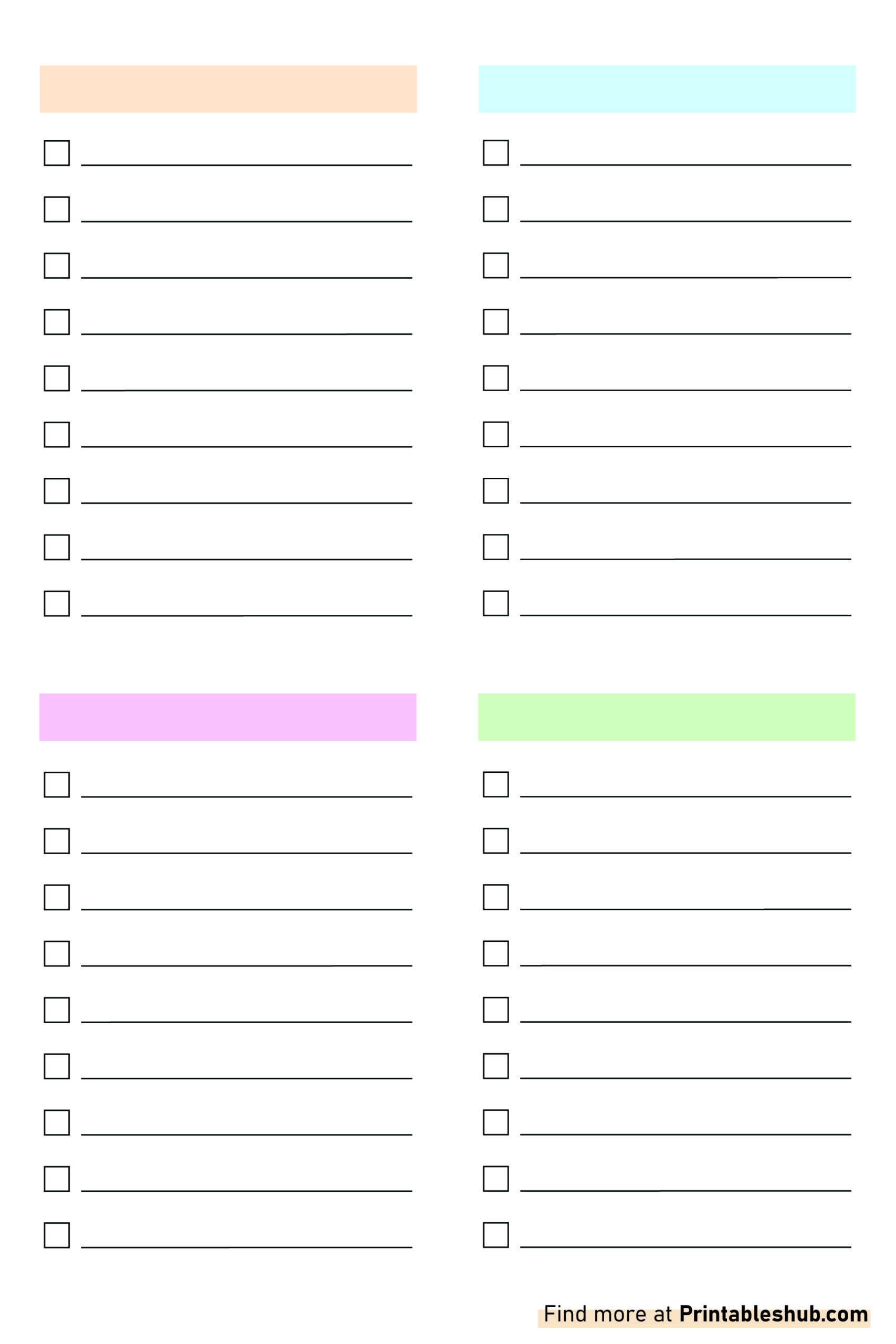Printable Blank Checklist Templates [PDF] - Printables Hub
