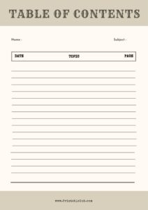 Free Printable Blank Table Of Contents Templates [PDF Included ...
