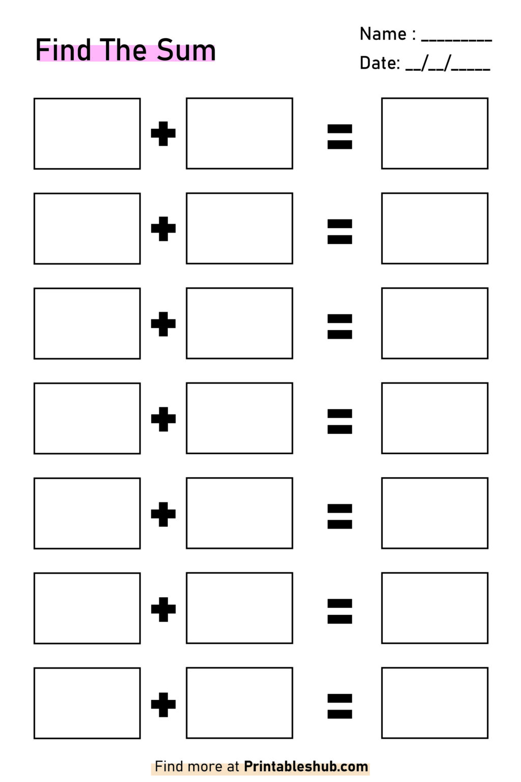 Free Printable Blank Addition Templates [PDF Included] - Printables Hub