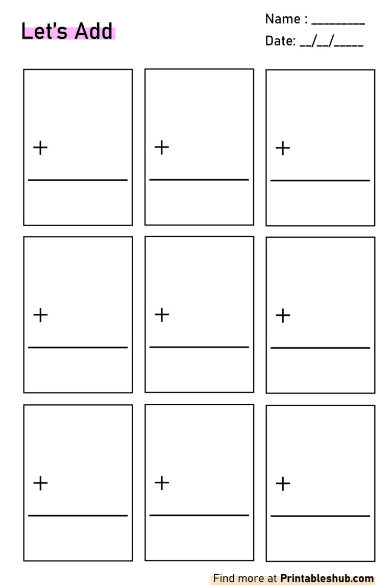 Free Printable Blank Addition Templates [PDF Included] - Printables Hub