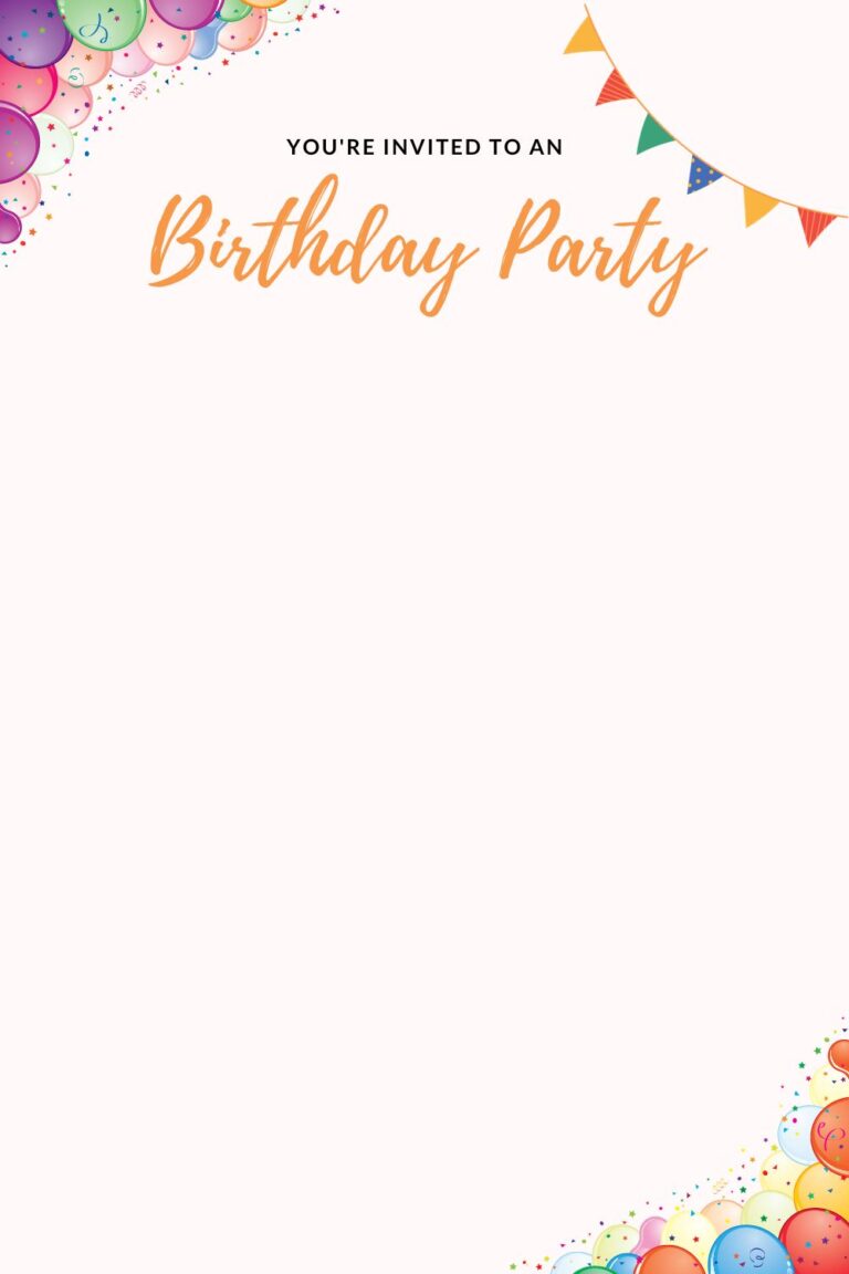 Printable Birthday Party Invitation Card Blank Templates [Free PDFs ...