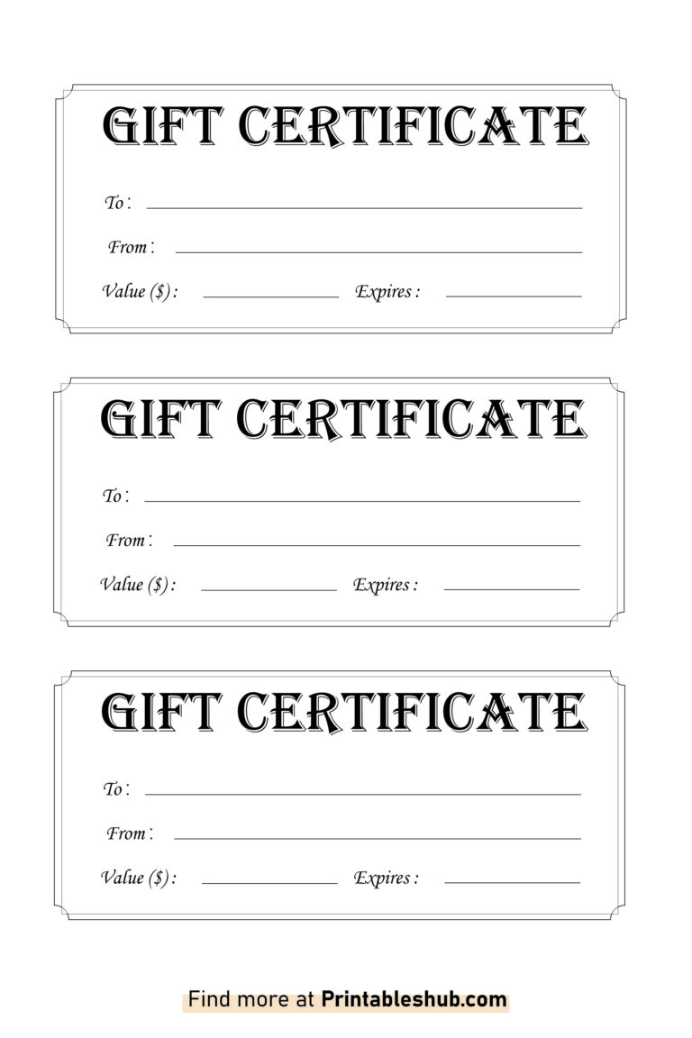 Free Printable Blank Gift Certificate Templates [PDF Included ...