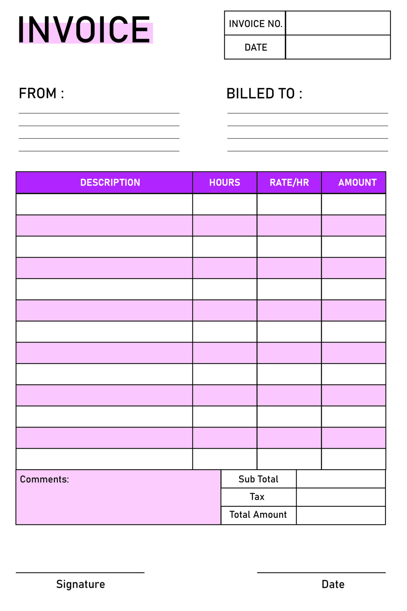 Free Printable Blank Invoice Templates [PDF Included] - Printables Hub