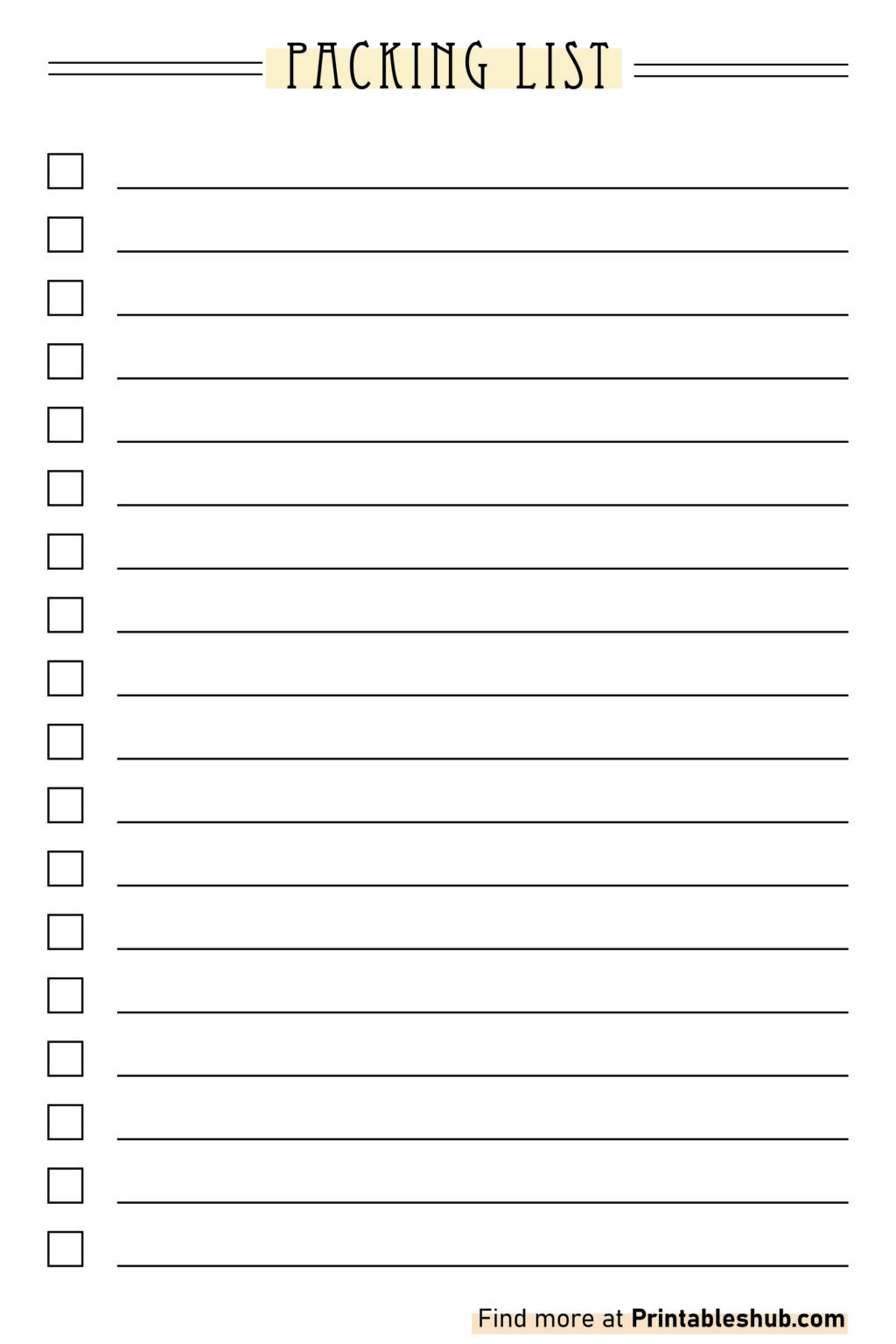 Free Printable Blank Packing List Templates [PDF Included] - Printables Hub