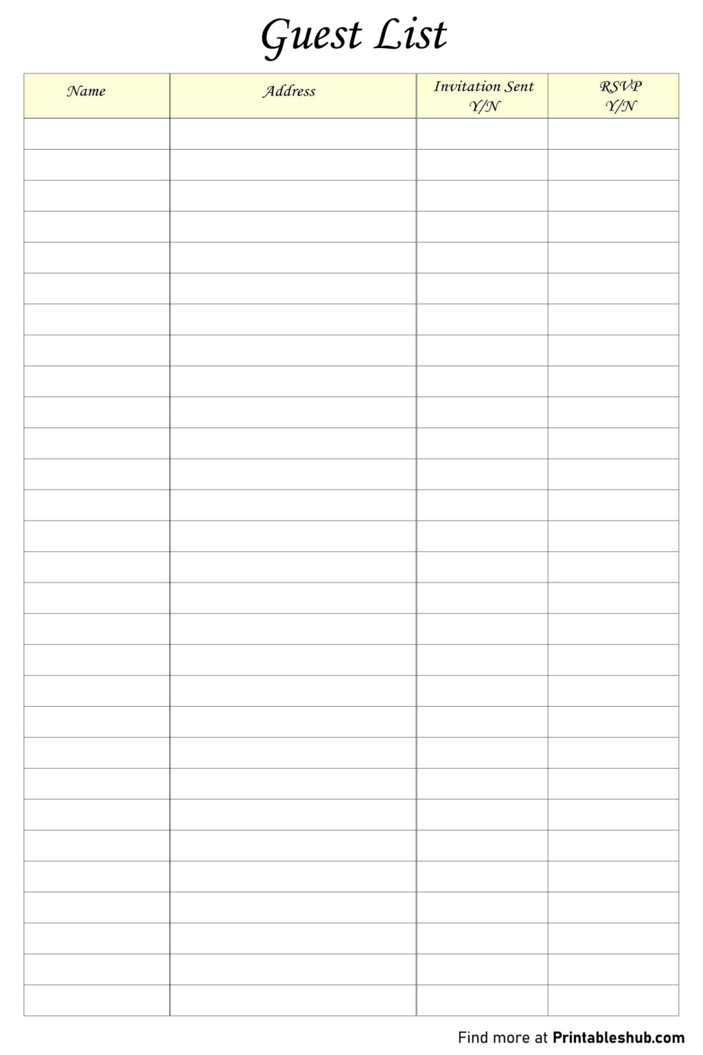Printable Blank Guest List Templates [Free PDF Included] - Printables Hub
