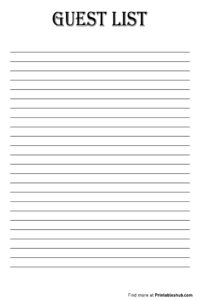 Printable Blank Guest List Templates [Free PDF Included] - Printables Hub