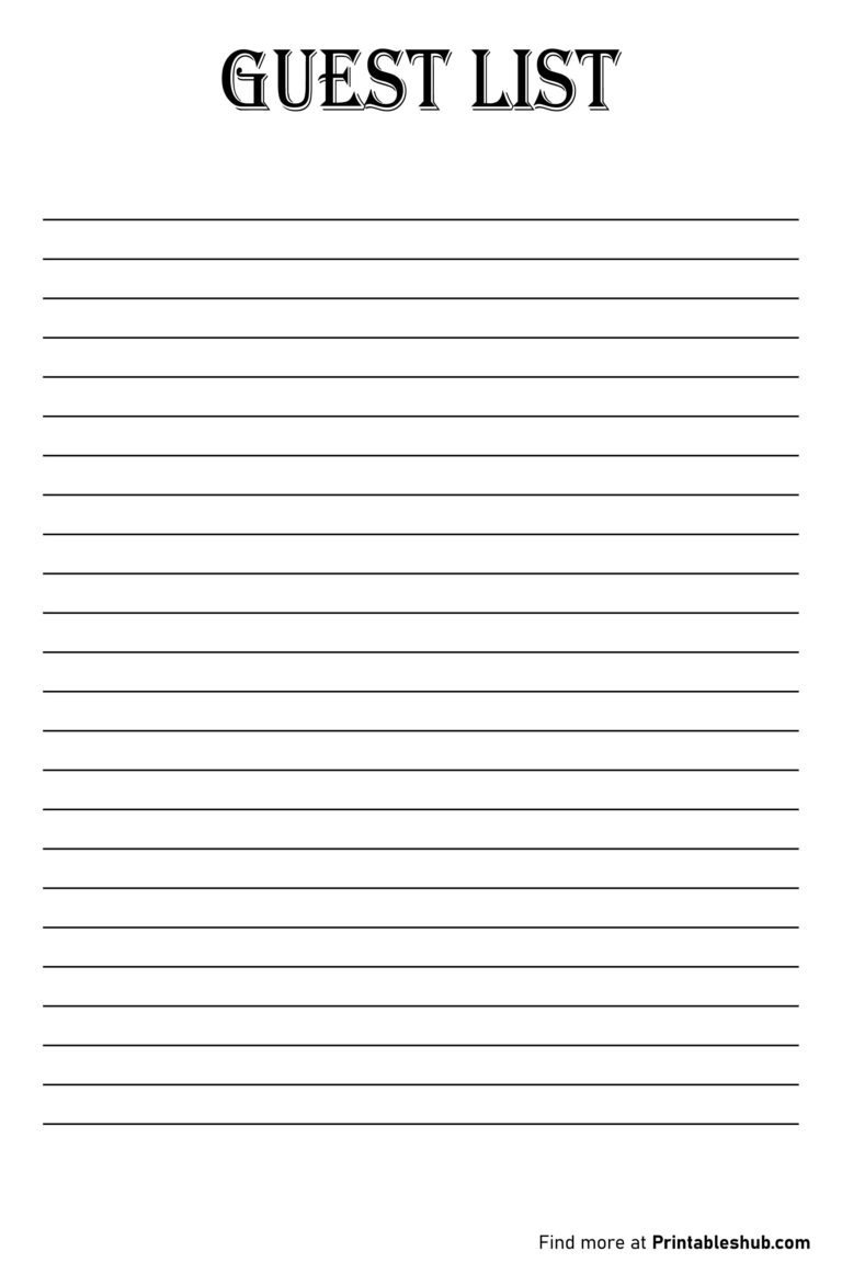Printable Blank Guest List Templates [Free PDF Included] - Printables Hub
