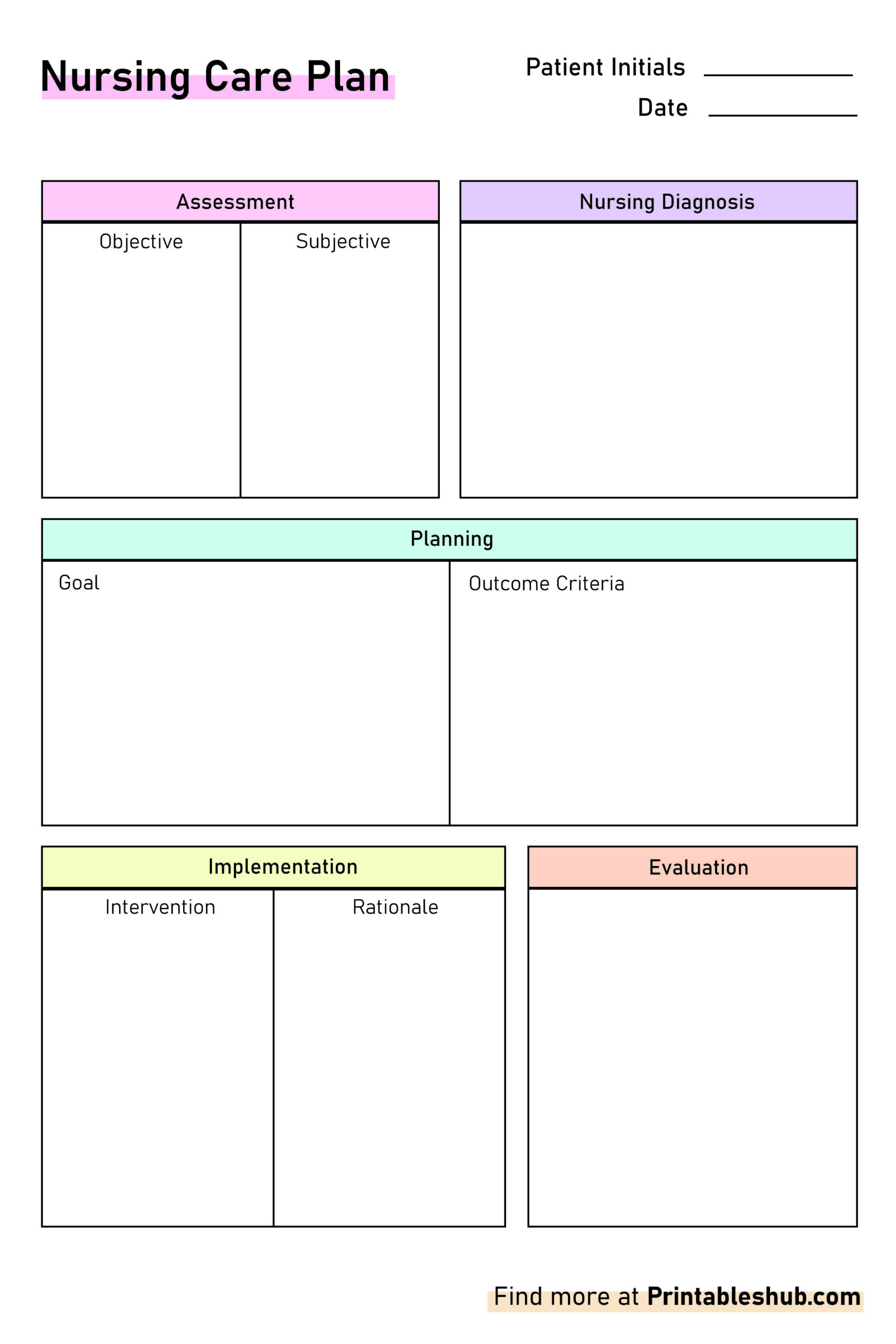 Free Printable Blank Nursing Care Plan Templates [PDF Included ...