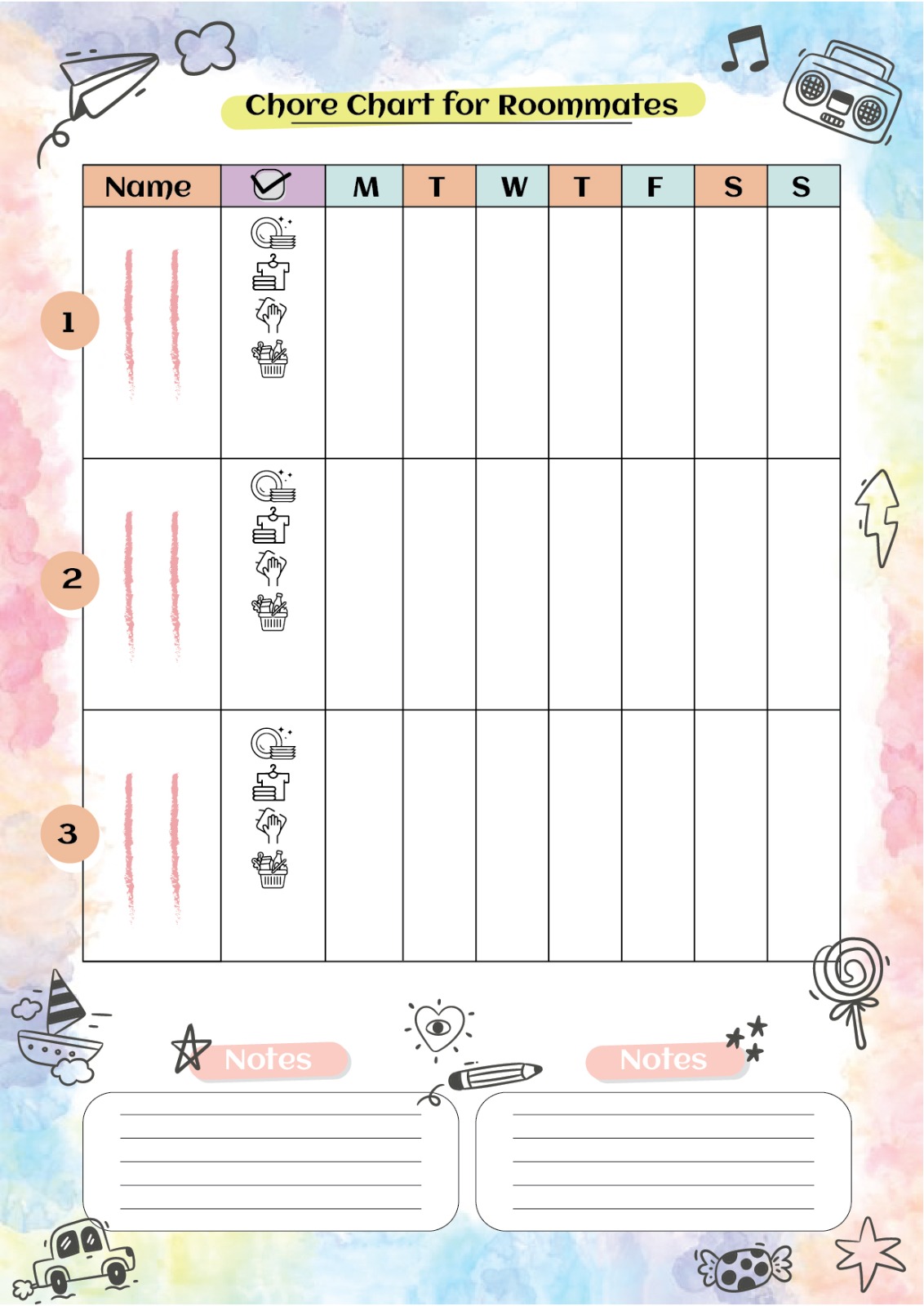 Printable Chore Chart For 3 Roommates [PDF Included] - Printables Hub