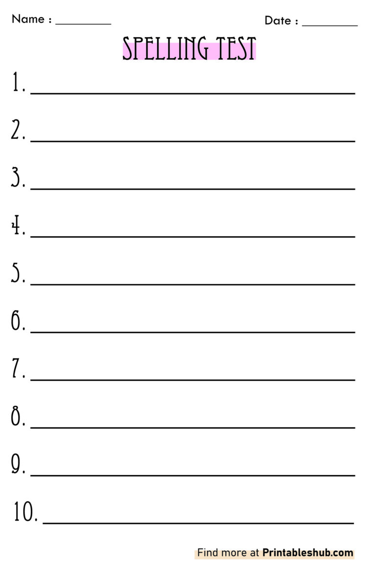 Blank Spelling Test Templates {10,12,15,18, 20,25 words} [PDF Included ...